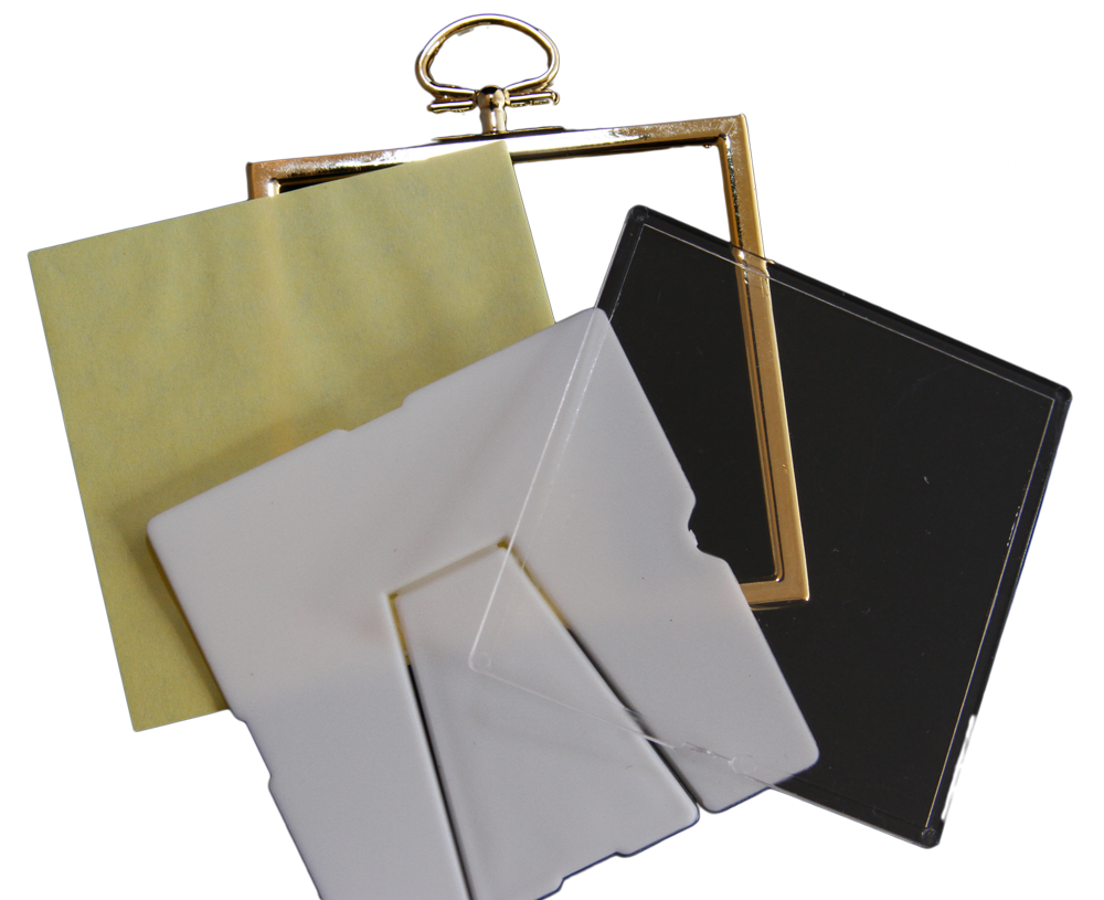 Square gold coloured plastic frame - Mainly Lace